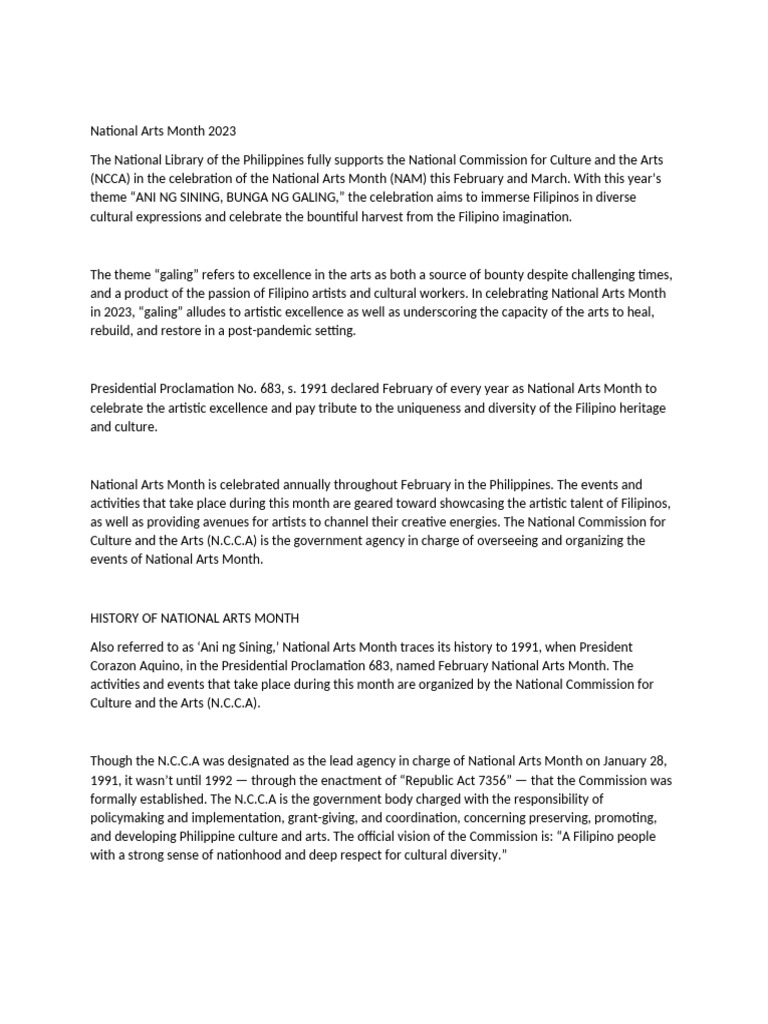 National Arts Month | PDF