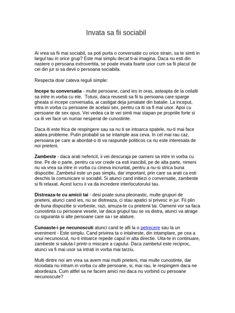 Invata Sa Fii Sociabil | PDF