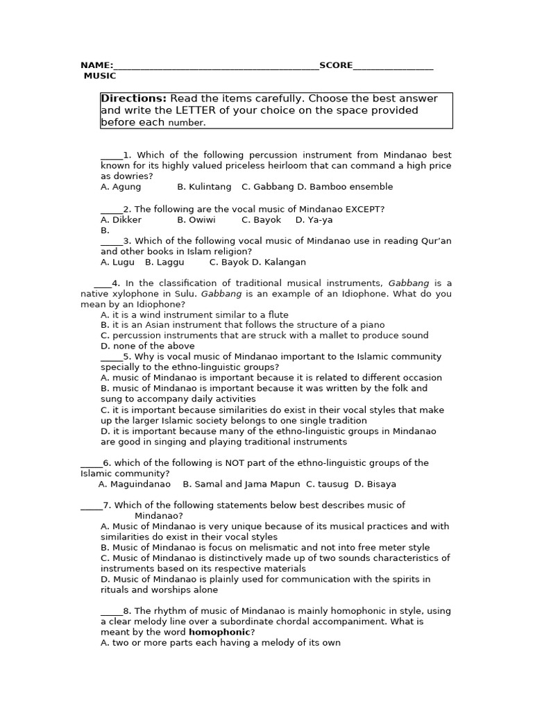 Mapeh 7 3RD Quarter Exam | PDF