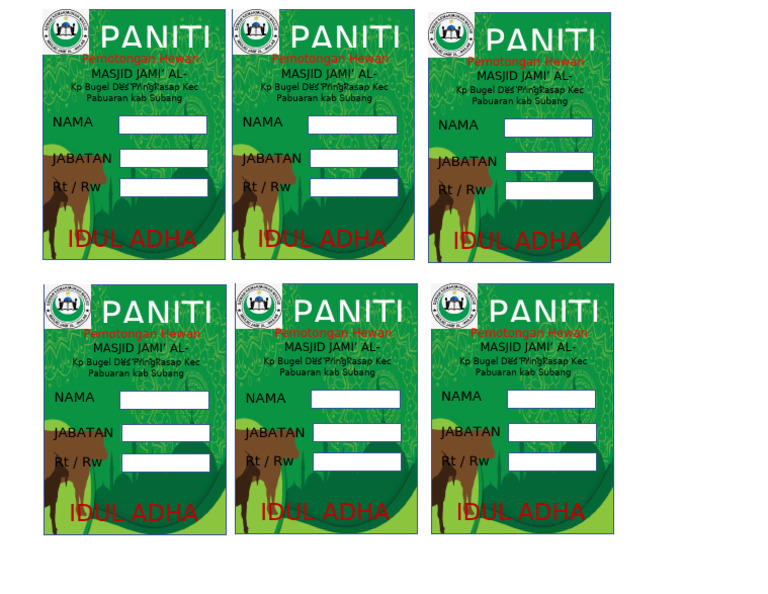 Name Tag Qurban | PDF