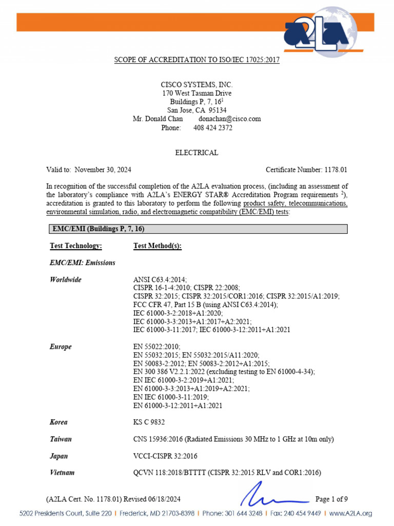 EMC/EMI (Buildings P, 7, 16) Test Technology: Test Method(s) | PDF
