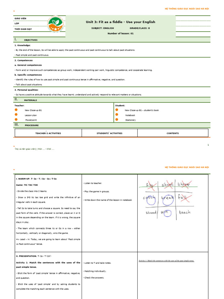G8 GA Unit 3 Use Your English | PDF