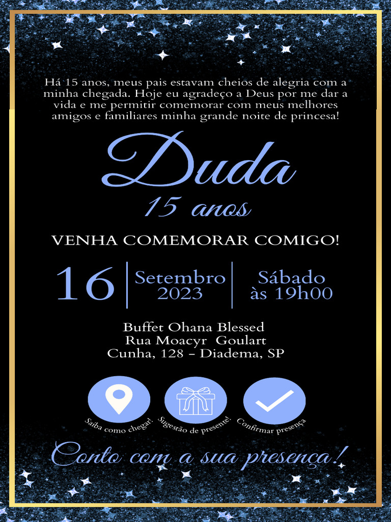 Convite Curto - Duda 15 Anos | PDF