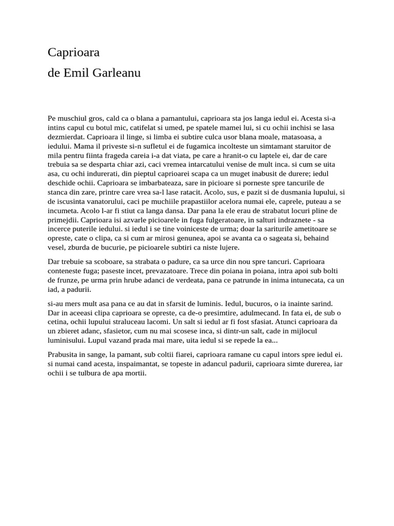 Caprioara de Emil Garleanu | PDF