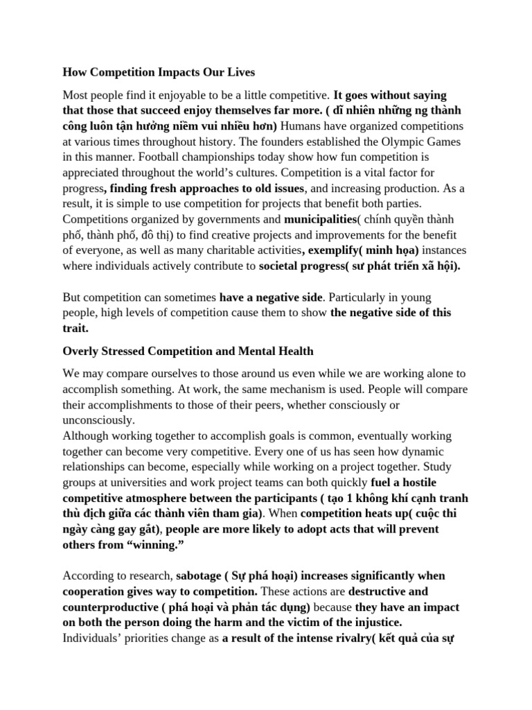 How Competition Impacts Our Lives | PDF | Mindset | Career & Growth