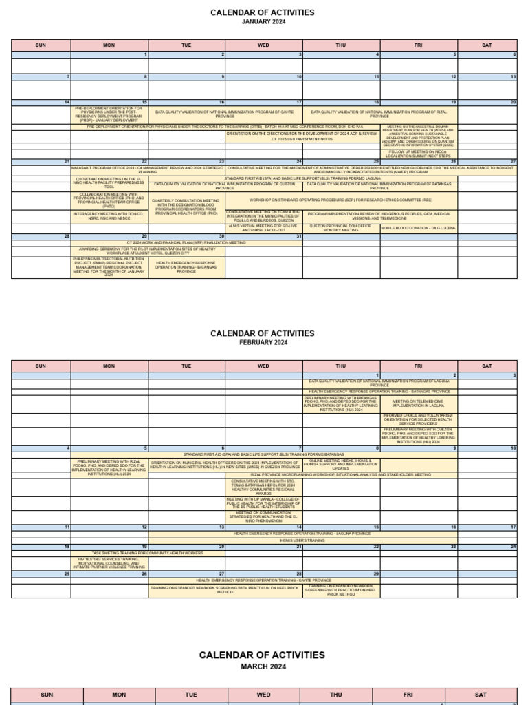 Calendar Activities | PDF