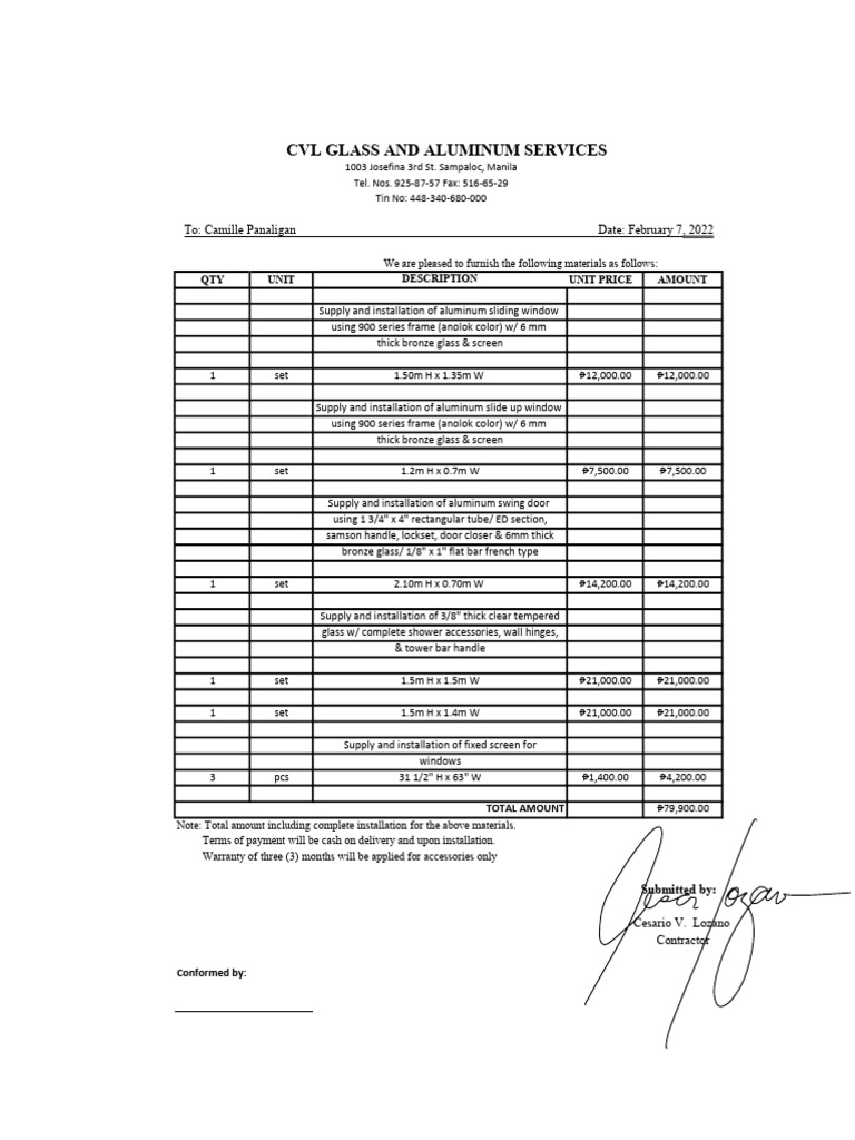 glass quotation | PDF