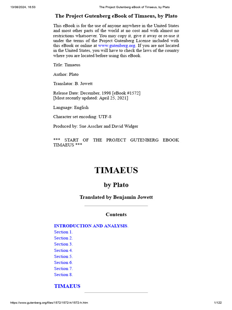 Plato's Timaeus Manuscript | PDF