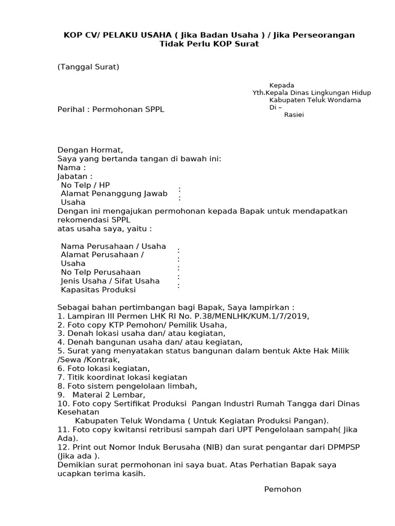 FORM-SPPL-PERSEORANGAN KAYU Saw Mill | PDF