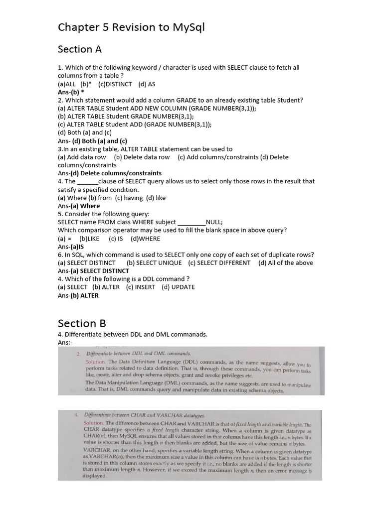 Question Bank - Chapter 5-1 | PDF