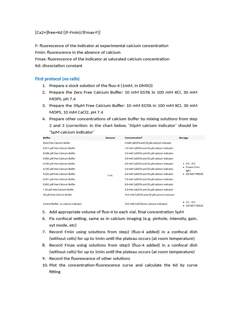 Calcium Calibration Protocol | PDF