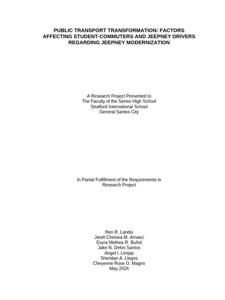 Public Transport Transformation Factors Affecting Student-Commuters and ... Public Transport Transformation Factors Affecting Student-Commuters and ...