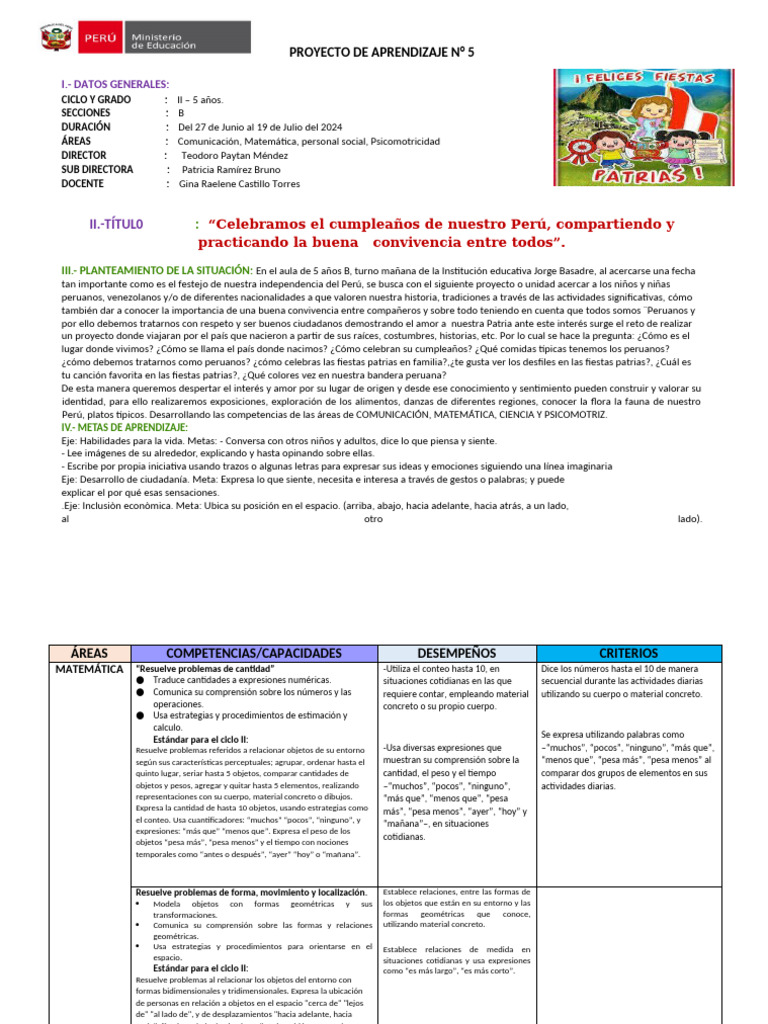 Proyecto de Aprendizaje N 5 | PDF