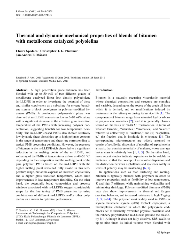 2011-Thermal and Dynamic Mechanical Properties of Blends of Bitumen ...