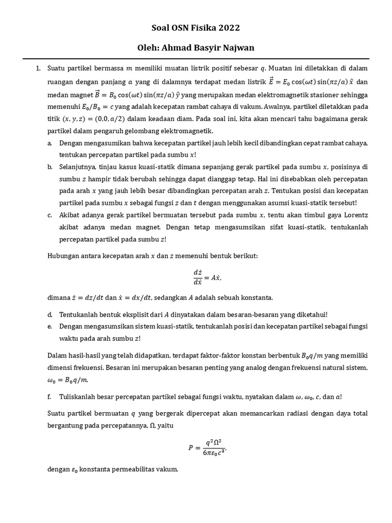 Soal Osn Fisika 2022 1 | PDF