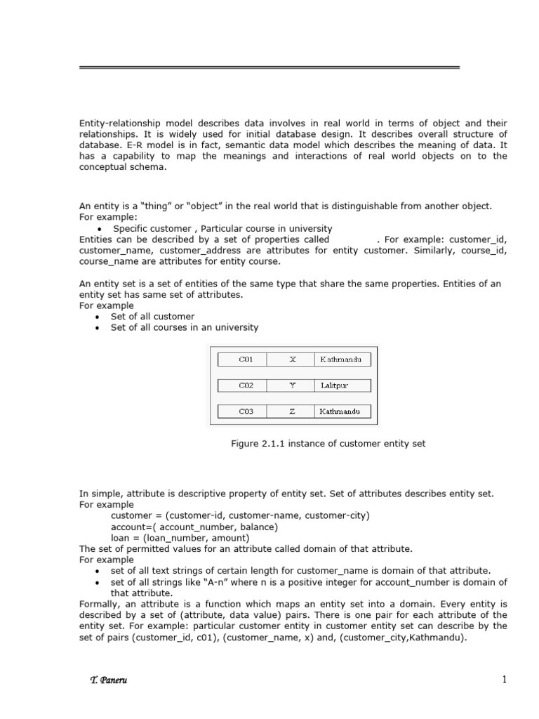 Chapter 2 - Entity Relationship Model12 | PDF