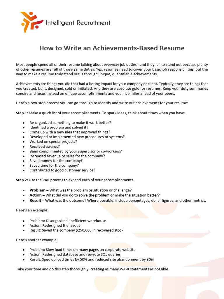 Guide To Writing Achievements | PDF