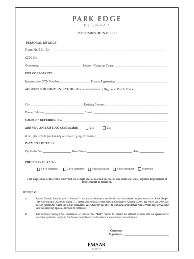 Park Edge EOI | PDF