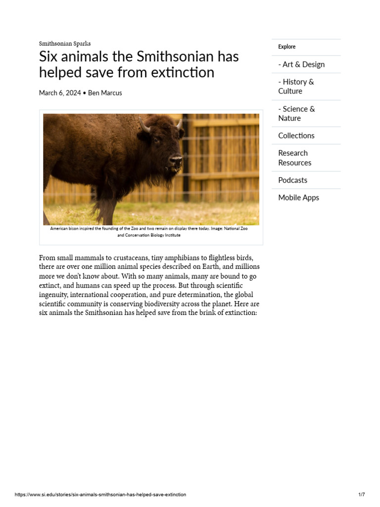 Six Animals The Smithsonian Has Helped Save From Extinction ...