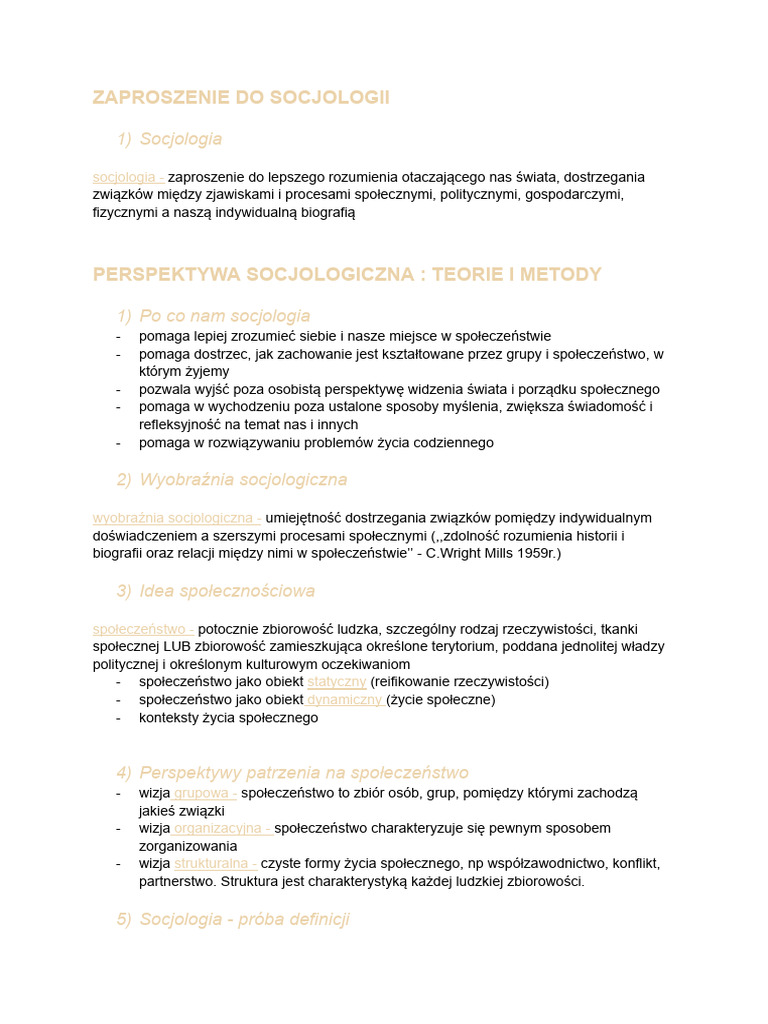 Socjologia Wykłady | PDF