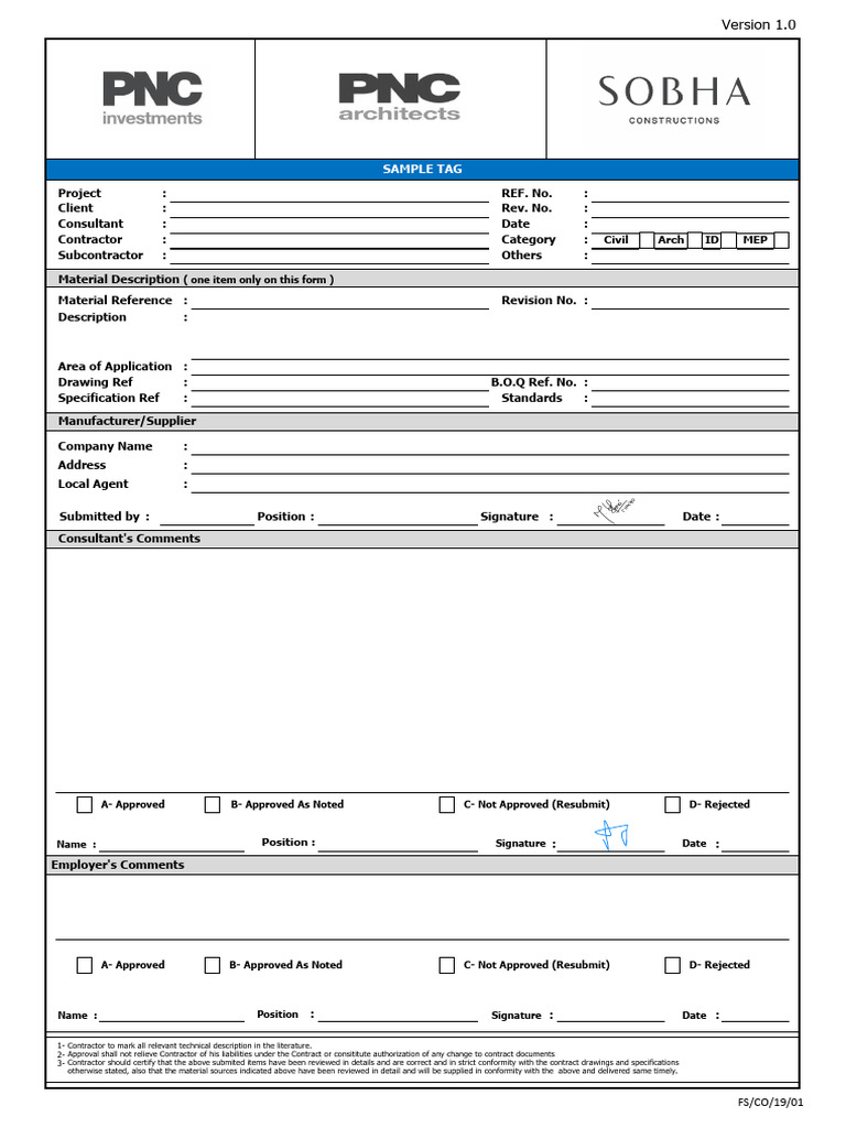 07 - 07 - 2023 - Sample Tag Submittal (V1.0) | PDF