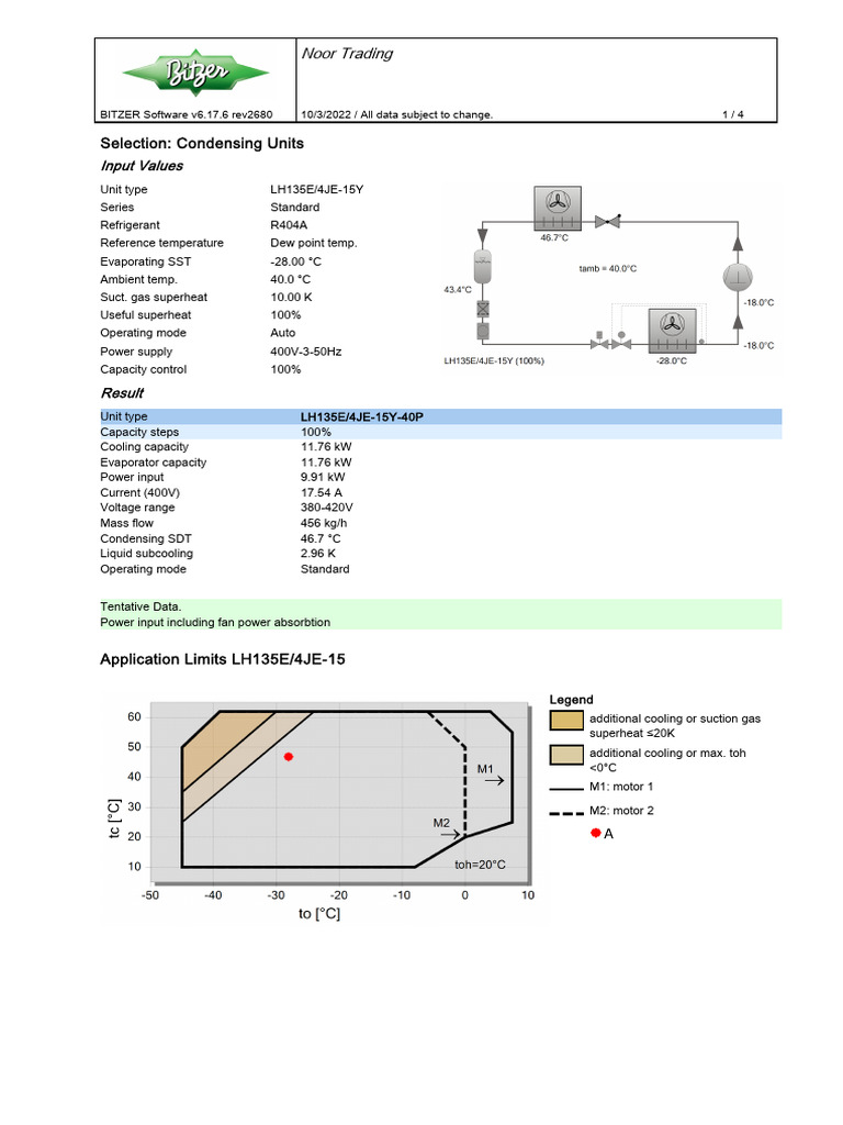 LH135E-4JE-15 R404A t0 - 28 Tamb 40 | PDF