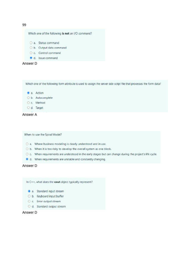 Answer For Computer Science Exit Exam Sene 2016 | PDF