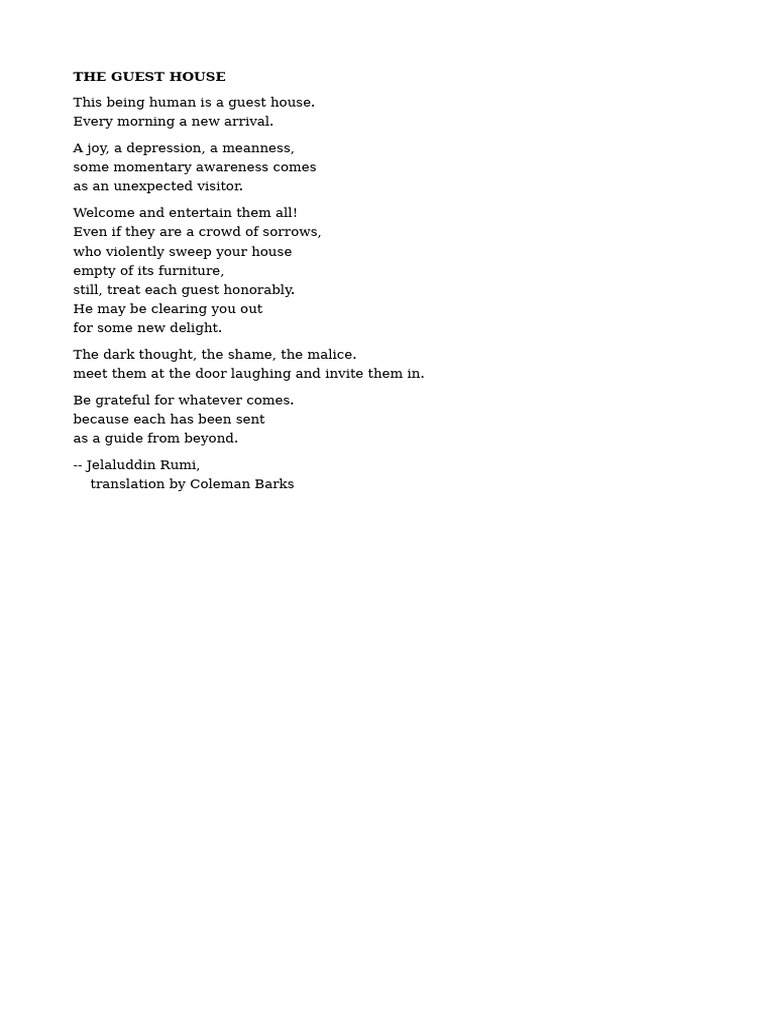 The Guest House by Rumi | PDF