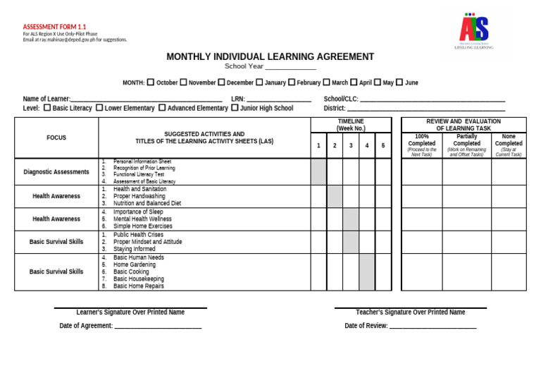 Assessment Form 1.1 Oct 1 | PDF