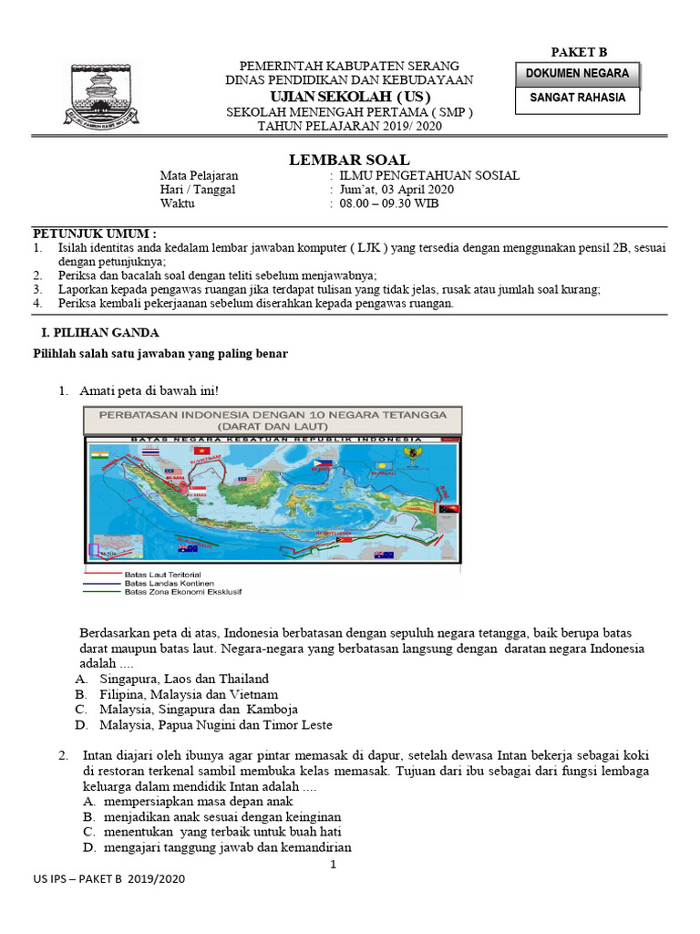 Ujian Sekolah (Us) : Dokumen Negara Sangat Rahasia | PDF