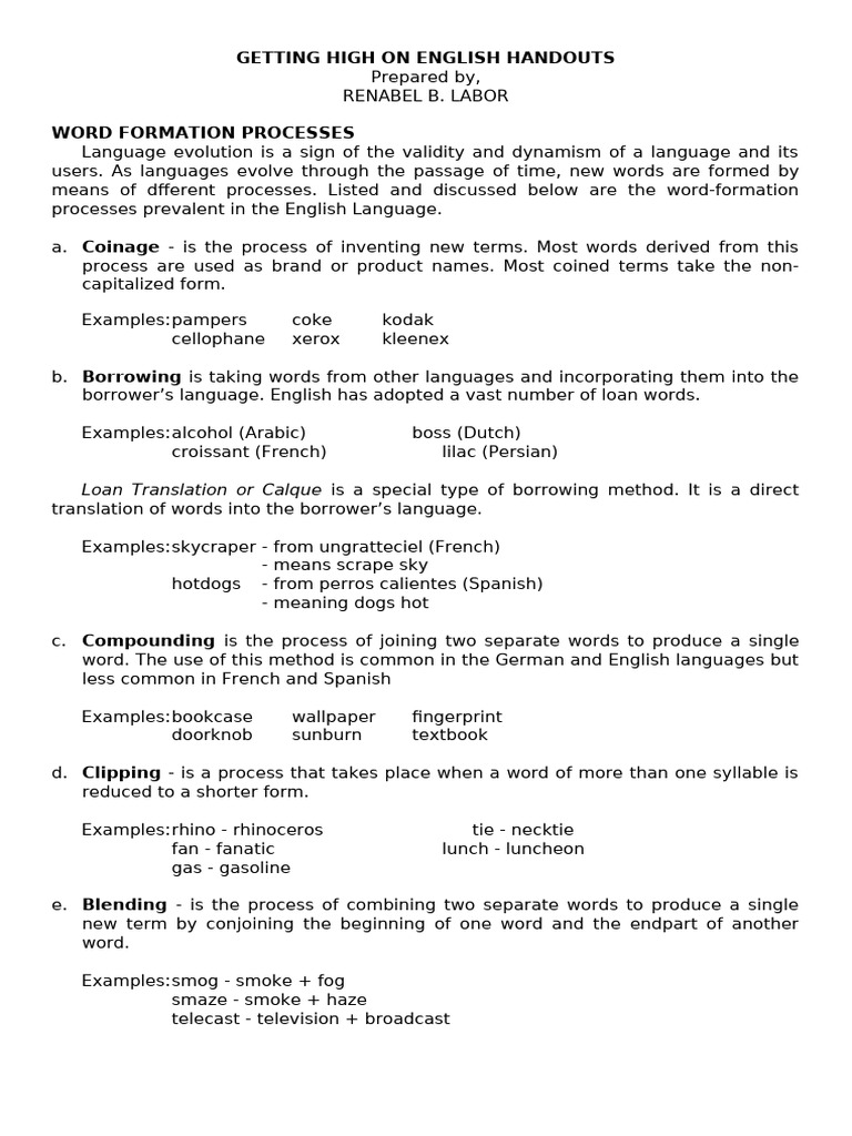 English Handouts and Activities | PDF