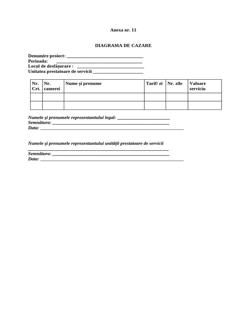 Anexa 11 - Model Diagramă de Cazare - Ghid Programe Sportive | PDF