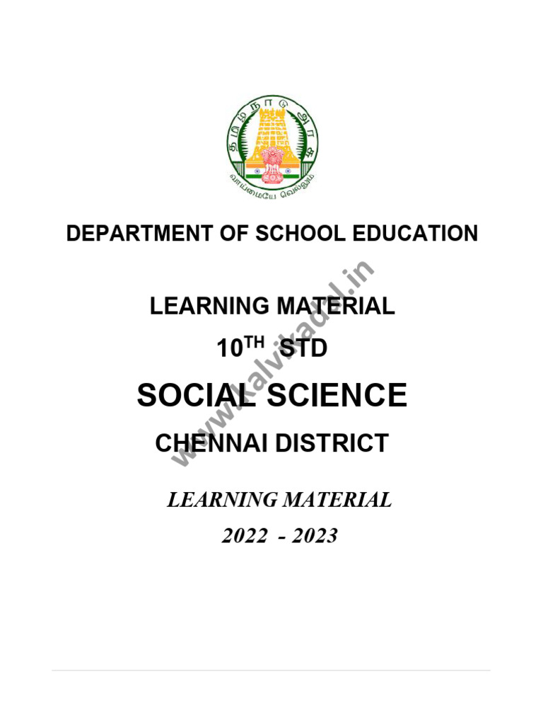 10th Social Science Chennai District Slow Learners Material EM | PDF