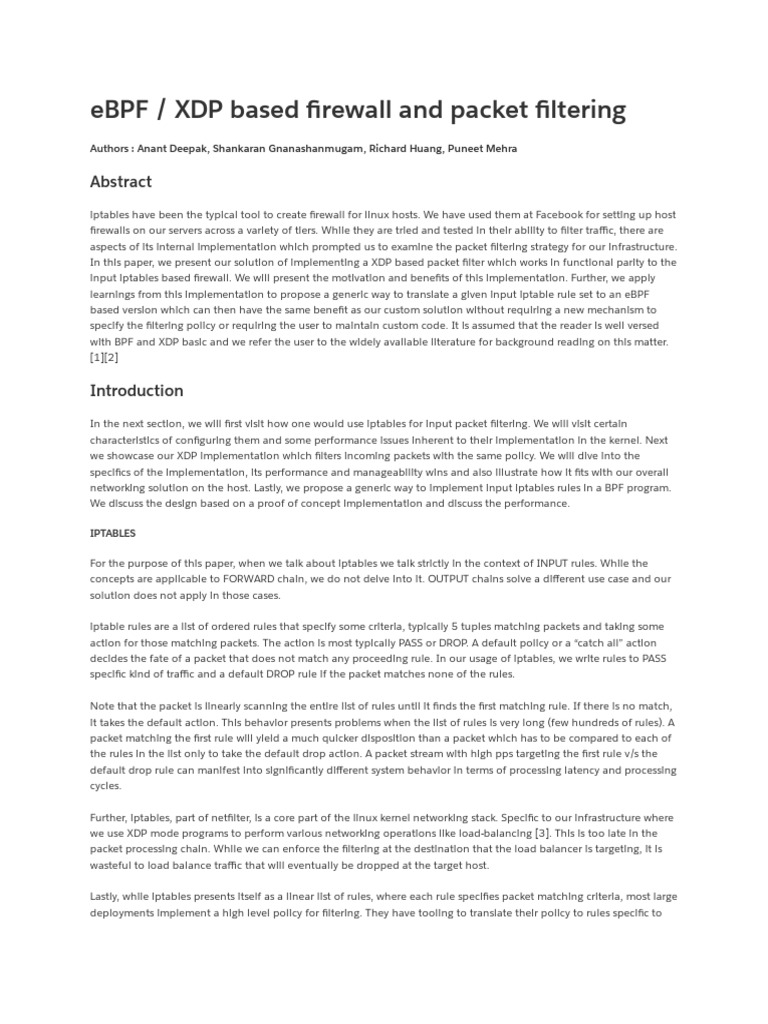 Ebpf Firewall Paper LPC | PDF