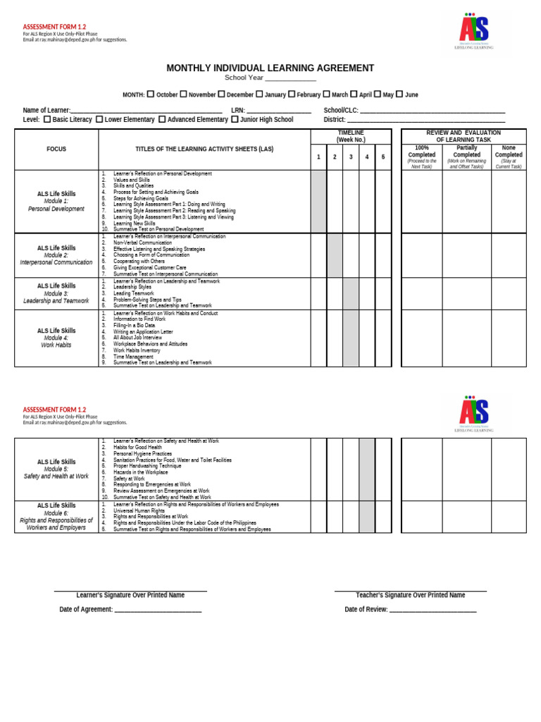 Assessment Form 1.2 Nov | PDF