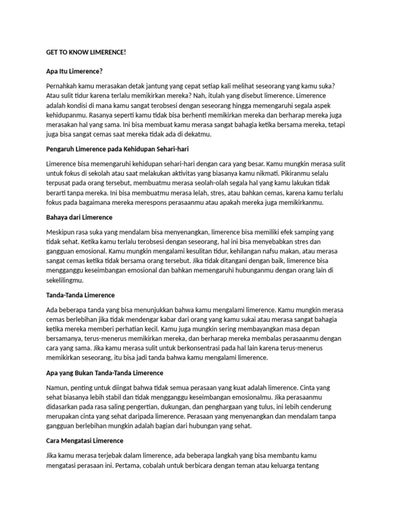 Get To Know Limerence | PDF