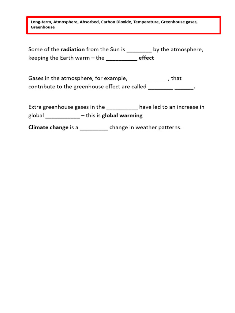 Missing Gaps Support Sheet Climate Change | PDF