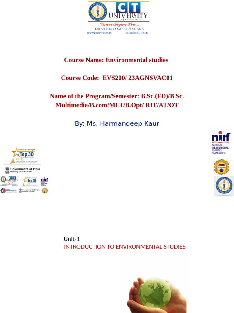 Unit 1 - Introduction To EVS | PDF