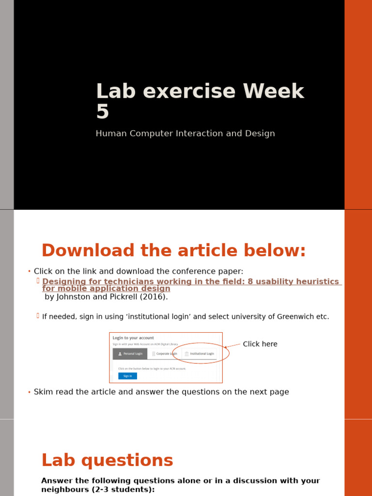 COMP1649 HCI Lab Exercise Week 5 | PDF