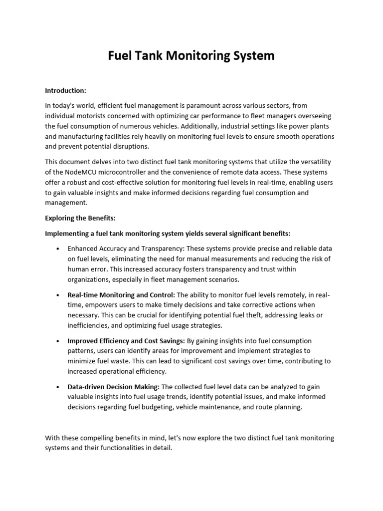 Fuel Tank Monitoring System | PDF