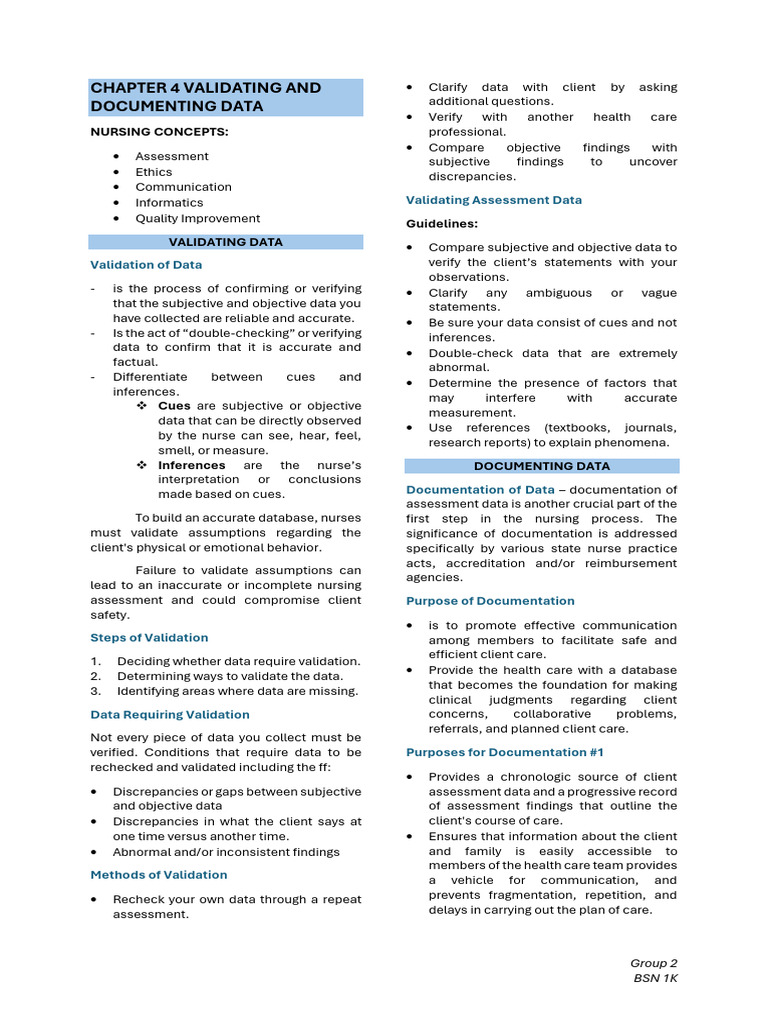 Chapter 4 Validating and Documenting Data 1 | PDF