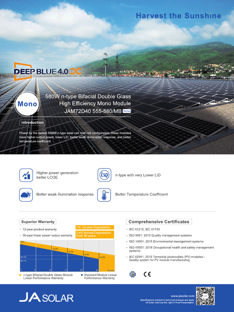 JA Solar 565W Bifacial Panel Data Sheet | PDF