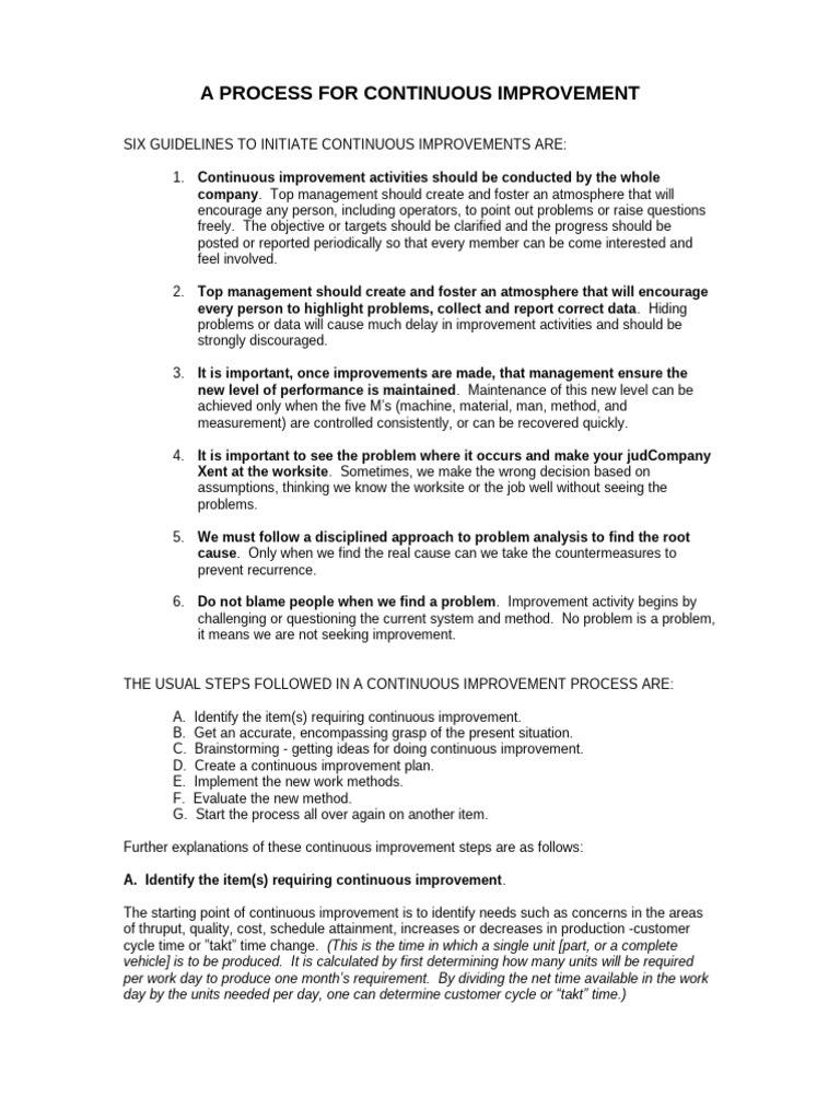Continuous Improvement | PDF