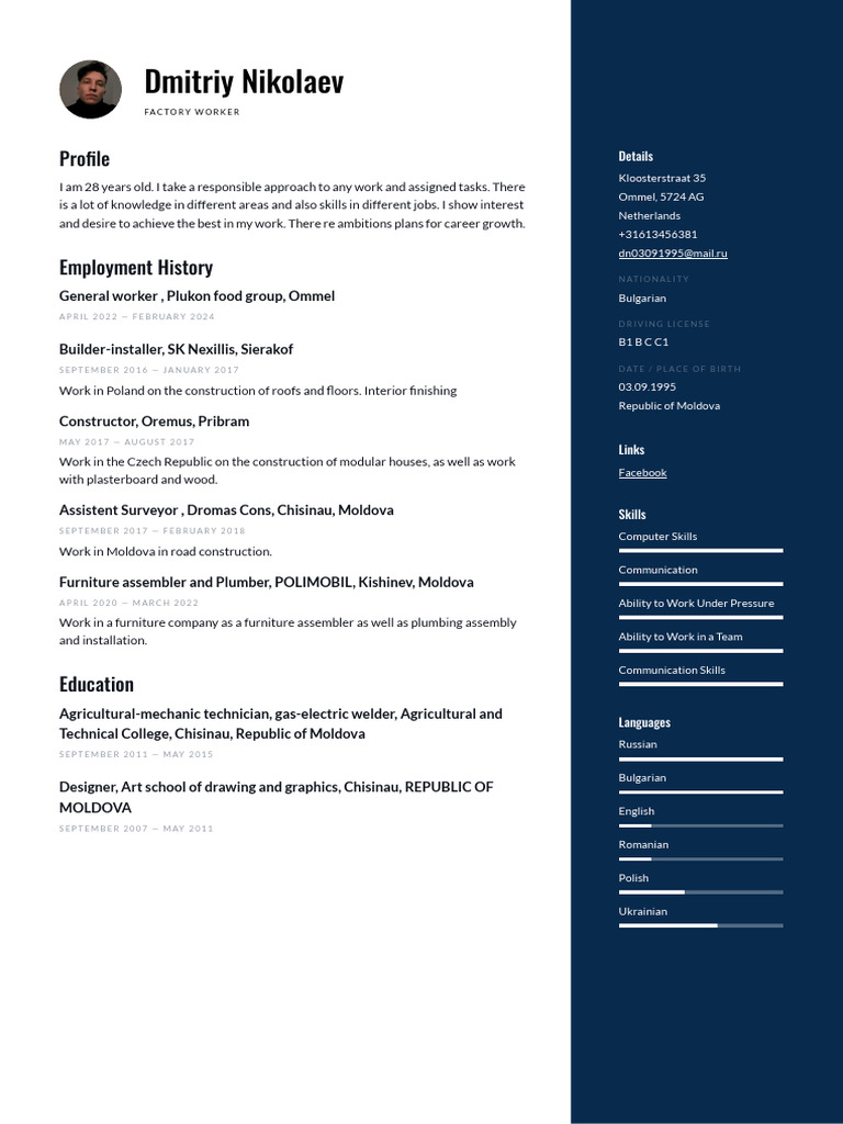 Dmitriy Nikolaev - Factory Worker | PDF