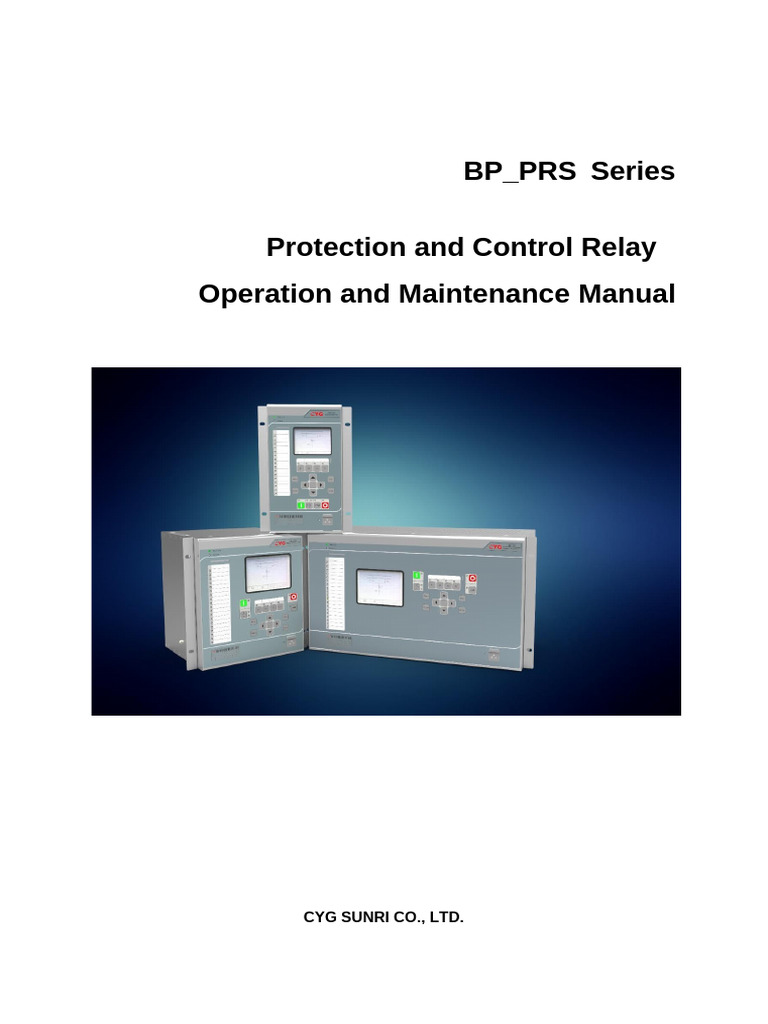 BP PRS Series Protection and Control Relay Operation and Maintenance ...