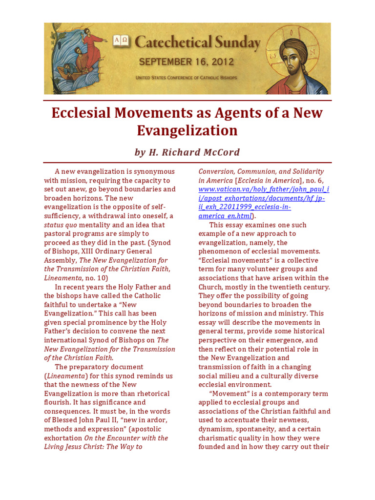 Ecclesial Movements Mccord | PDF