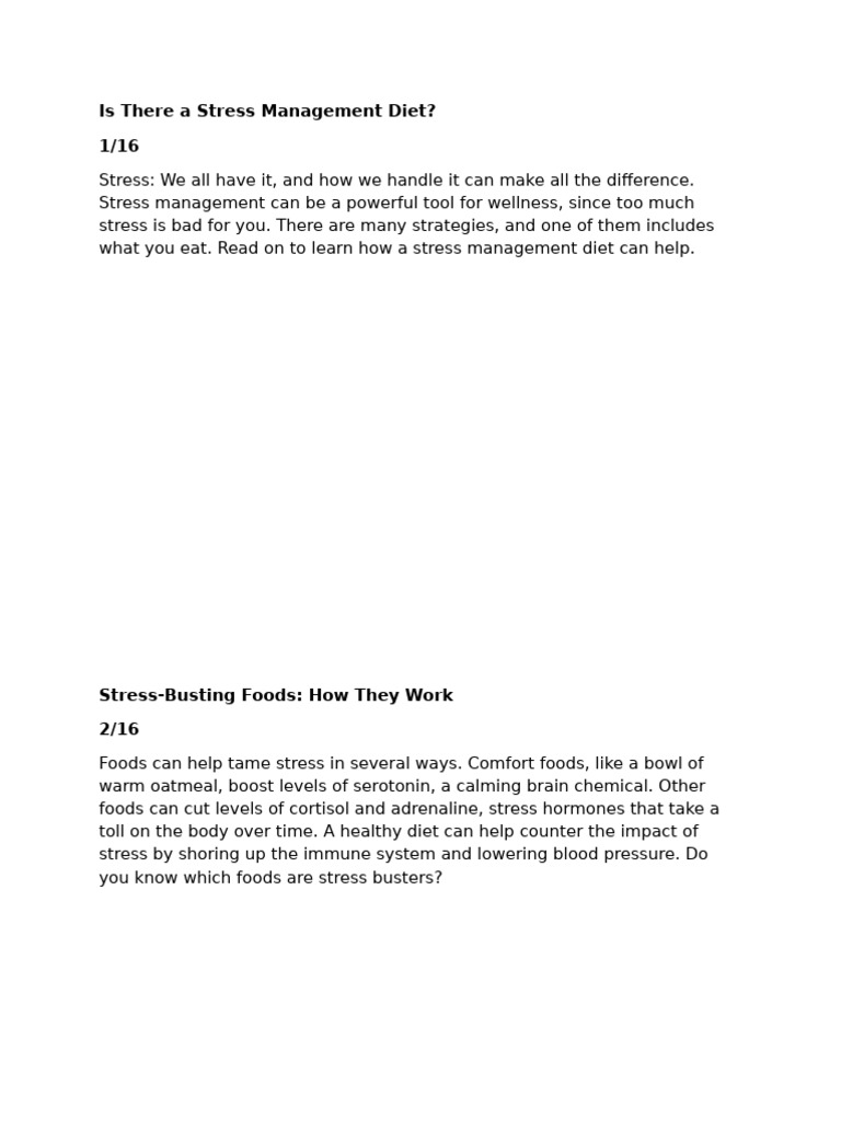 Stress Management Diet | PDF