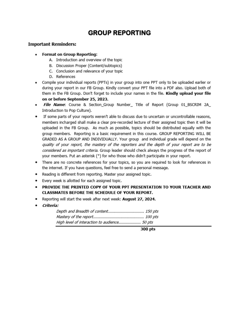 Group Reporting 24-1 | PDF