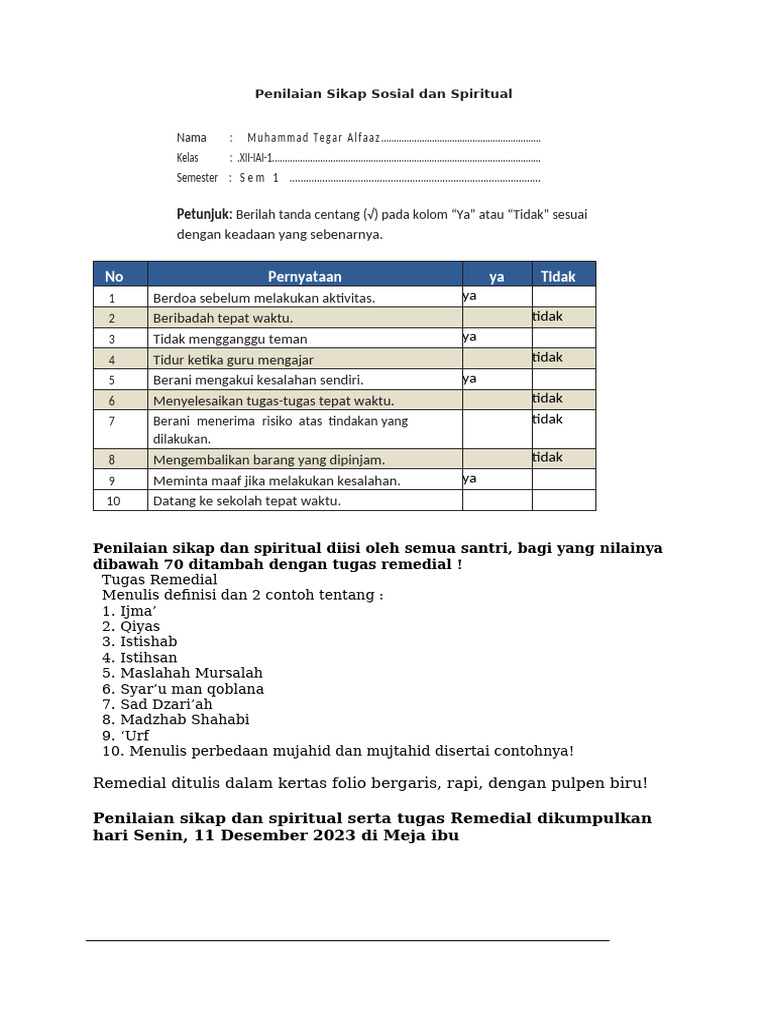 Remedial Dan Pengayaan Fikih XII | PDF
