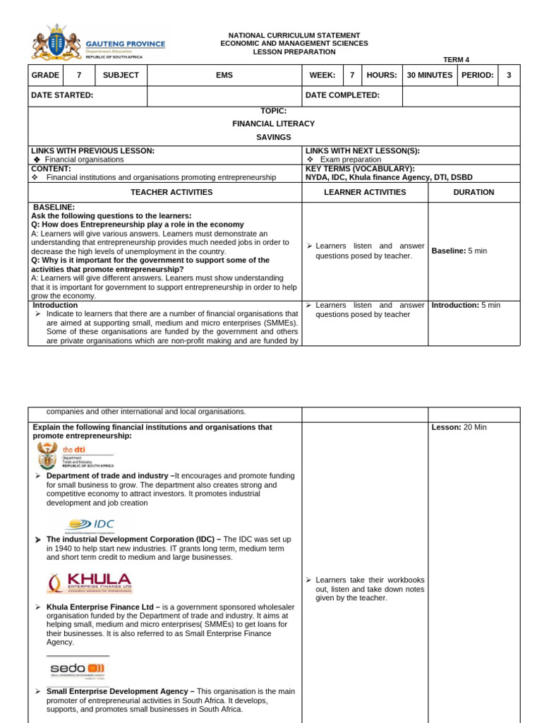Week 7 Lesson Plan 3 | PDF